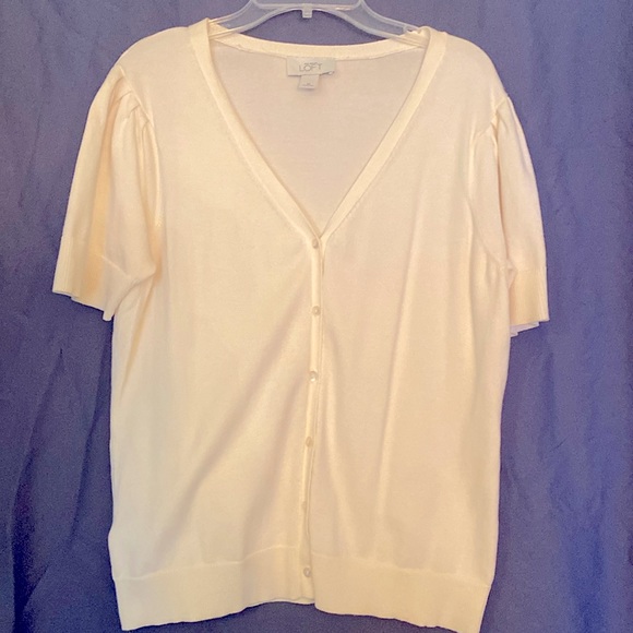 LOFT | Sweaters | Loft Cream Colored Short Sleeve Cardigan | Poshmark